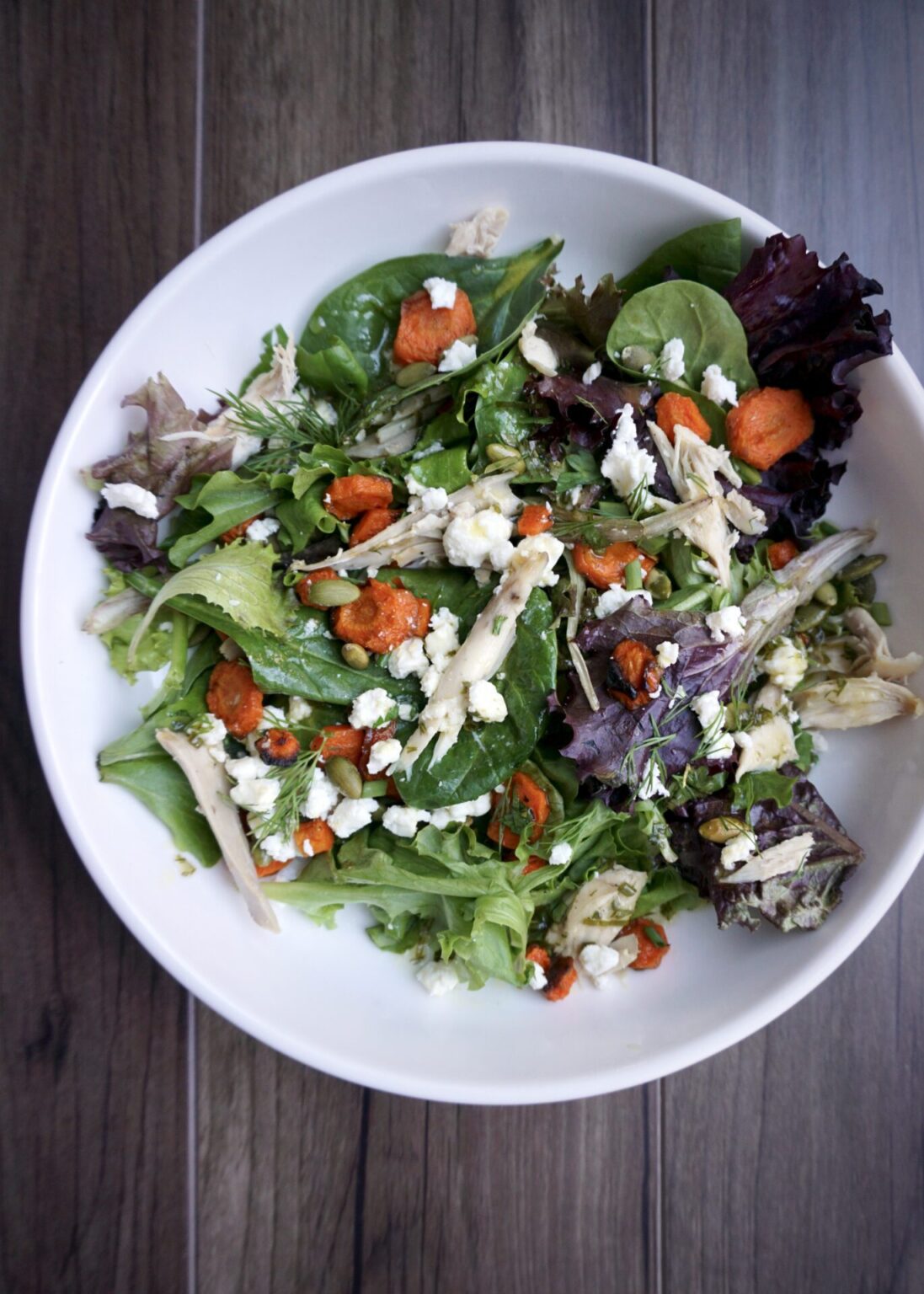Farm Salad with Roasted Carrots, Feta, and Herb Vinaigrette | A Hint of ...