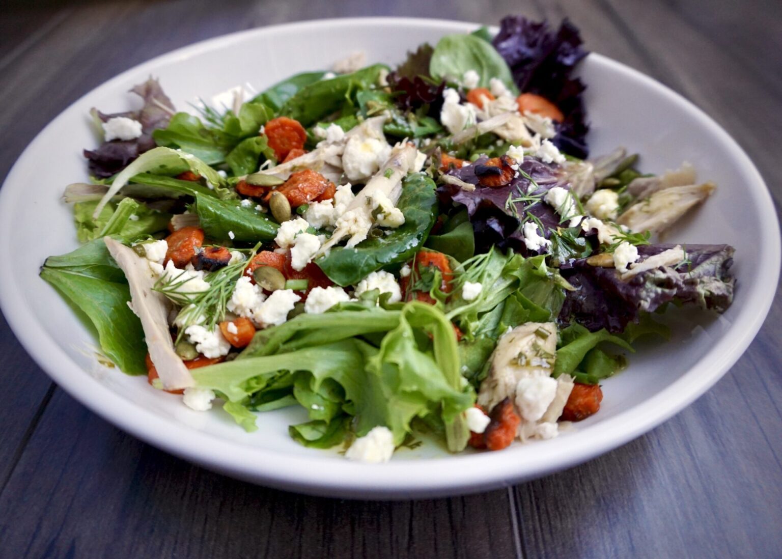Farm Salad with Roasted Carrots, Feta, and Herb Vinaigrette | A Hint of ...